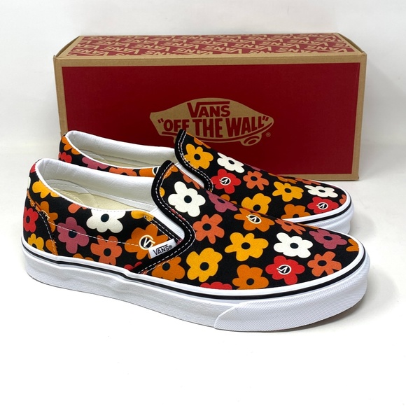 Vans | Shoes | Vans Classic Slip On Flower Black Mens Low Top Canvas ...